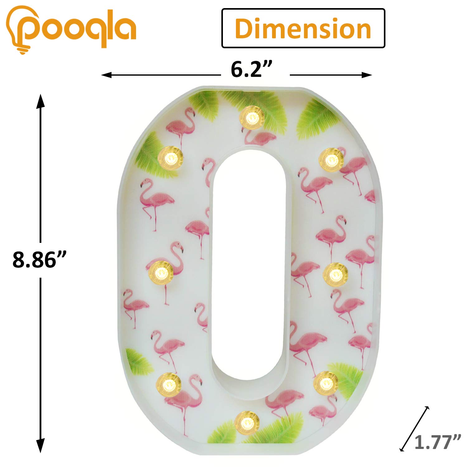 Pooqla Marquee Letters Tropical Luau Party Supplies Flamingos Palm Trees Painted LED Letter Sign Light for Hawaiian Party Decoration Birthday Bedroom Wall Decor Table Centerpieces O