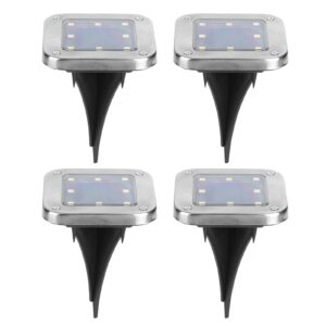 fdit 4pcs 8led square warm white light solar buried light under ground lamp home garden lawn pathway landscape decoration