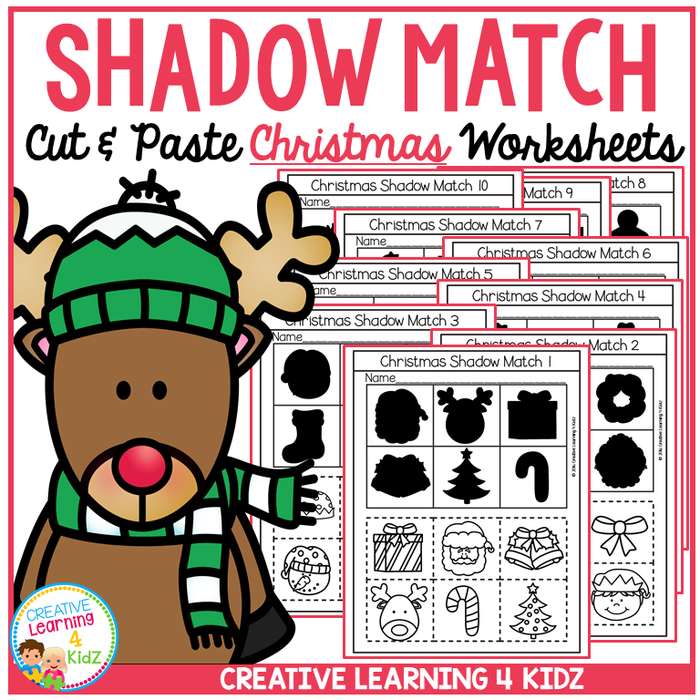 Shadow Matching Christmas Cut & Paste Worksheets