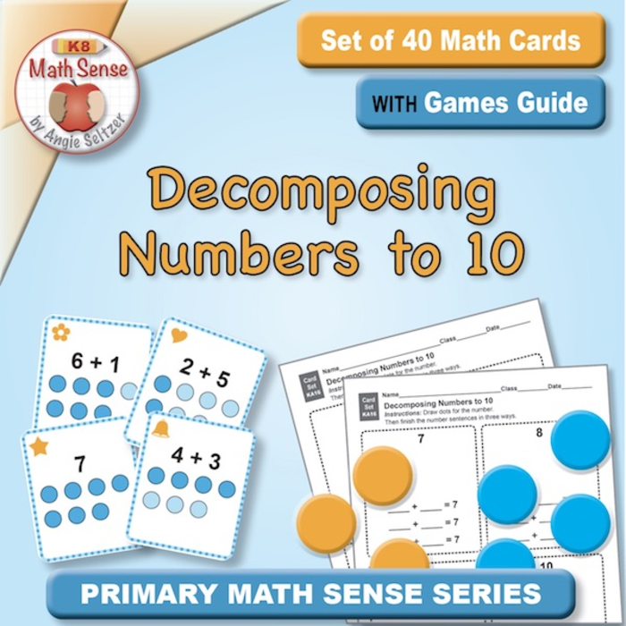 Decomposing Numbers to 10: 40 Math Cards with Games Guide KA16