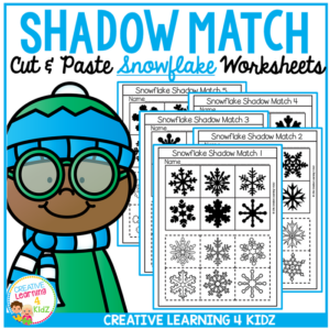 shadow matching snowflake cut & paste worksheets