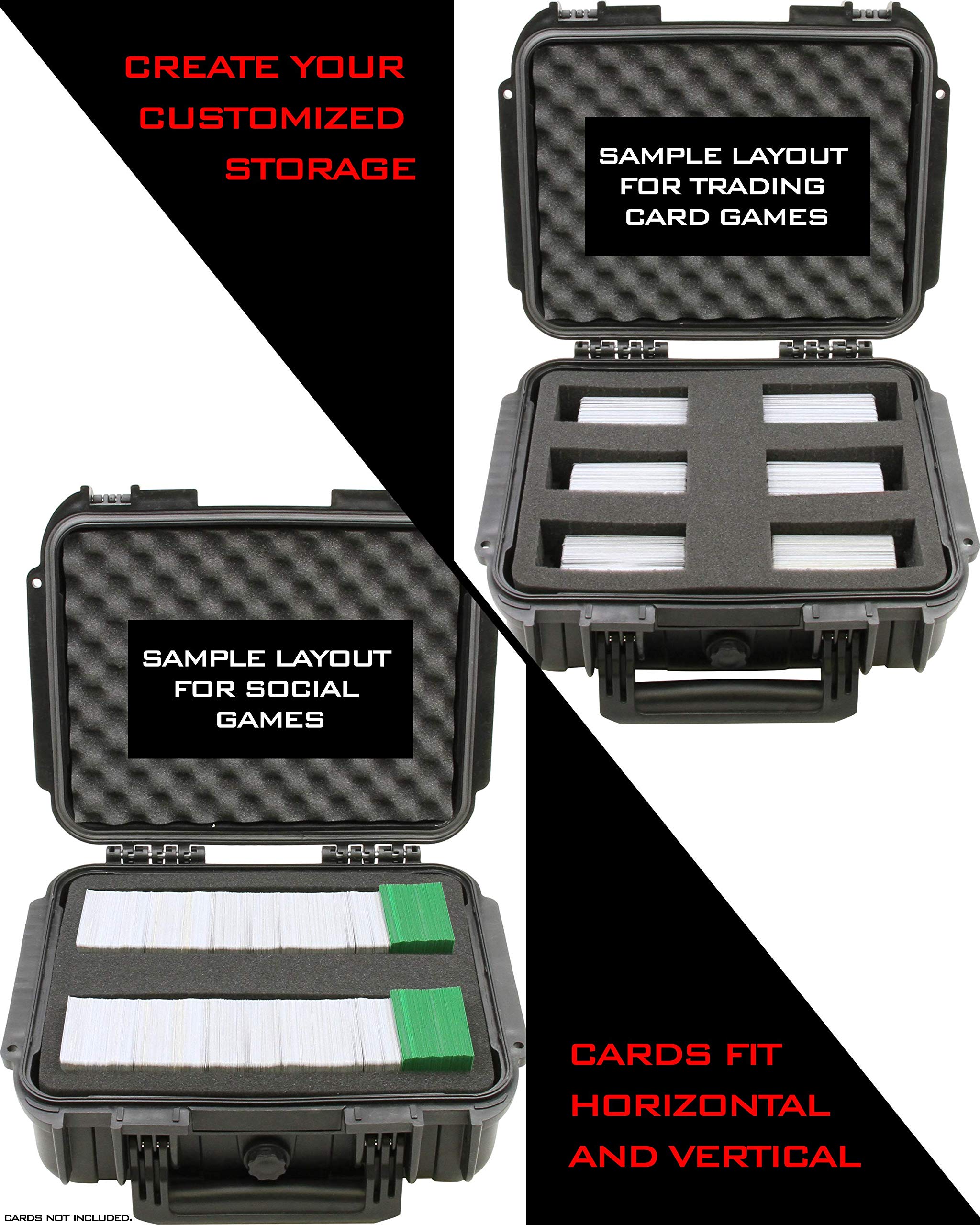 CASEMATIX Waterproof Trading Card Case for 1000+ Cards - Hard Shell Trading Card Box with Customizable Foam Compatible with Magic The Gathering, Cards Against Humanity, PSA Sports Cards & More