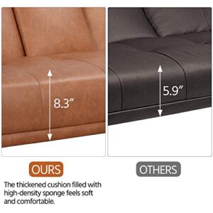 Topeakmart Adjustable Faux Leather Sofa Futon Modern Sofa Bed Convertible Sofa Couch Sleeper with Armrest Recliner Couch Home Furniture Brown