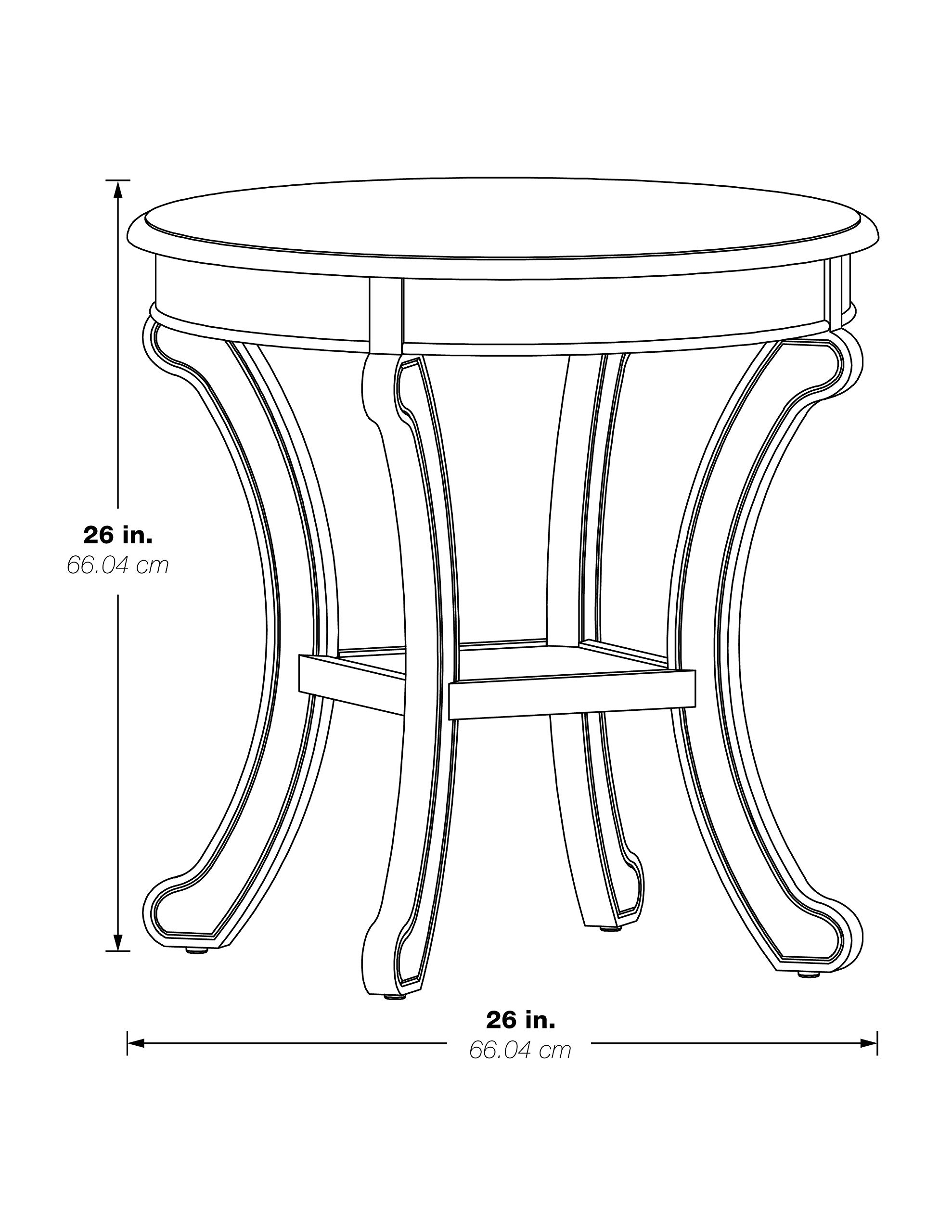 OSP Home Furnishings Vermont Hand Painted Round Accent Table with Traditional Style, Antique Grey Stone