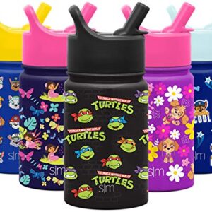 Simple Modern Teenage Mutant Ninja Turtles Kids Water Bottle with Straw Insulated Stainless Steel Toddler Cup for Boys, Girls, School | Summit Collection | 10oz, TMNT Turtles Unite