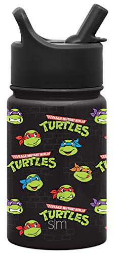 Simple Modern Teenage Mutant Ninja Turtles Kids Water Bottle with Straw Insulated Stainless Steel Toddler Cup for Boys, Girls, School | Summit Collection | 10oz, TMNT Turtles Unite