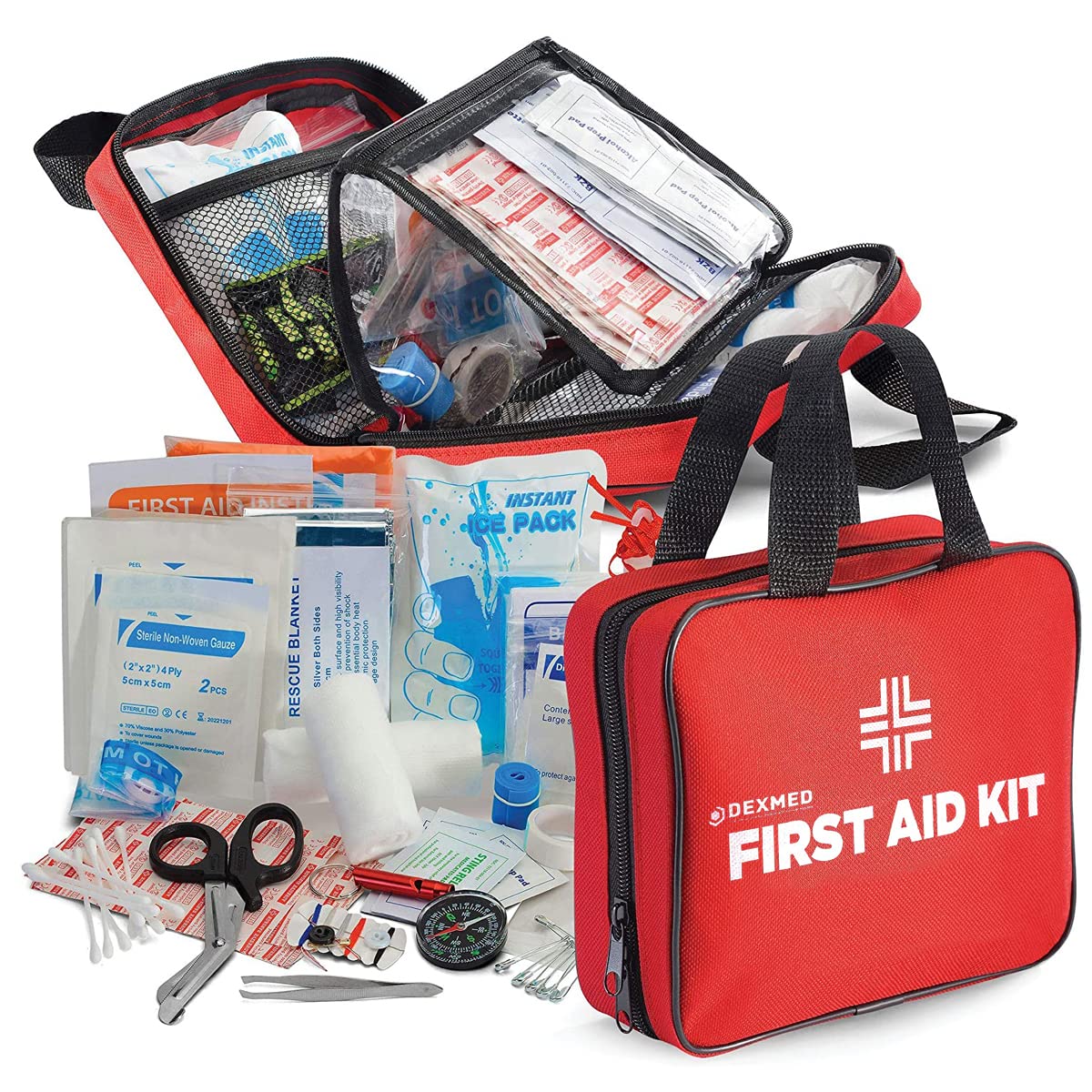 All-Purpose First Aid Medical Kit - 148 Pieces- Portable and Compact for Travel, Ideal for Home, Car, Workplace and Outdoor Emergencies Red