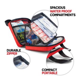 All-Purpose First Aid Medical Kit - 148 Pieces- Portable and Compact for Travel, Ideal for Home, Car, Workplace and Outdoor Emergencies Red