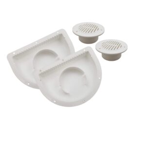 Class A Customs | RV ATV Cycle Truck Cargo Work Trailer Half-Moon Side Air Vents | Two Pack | White