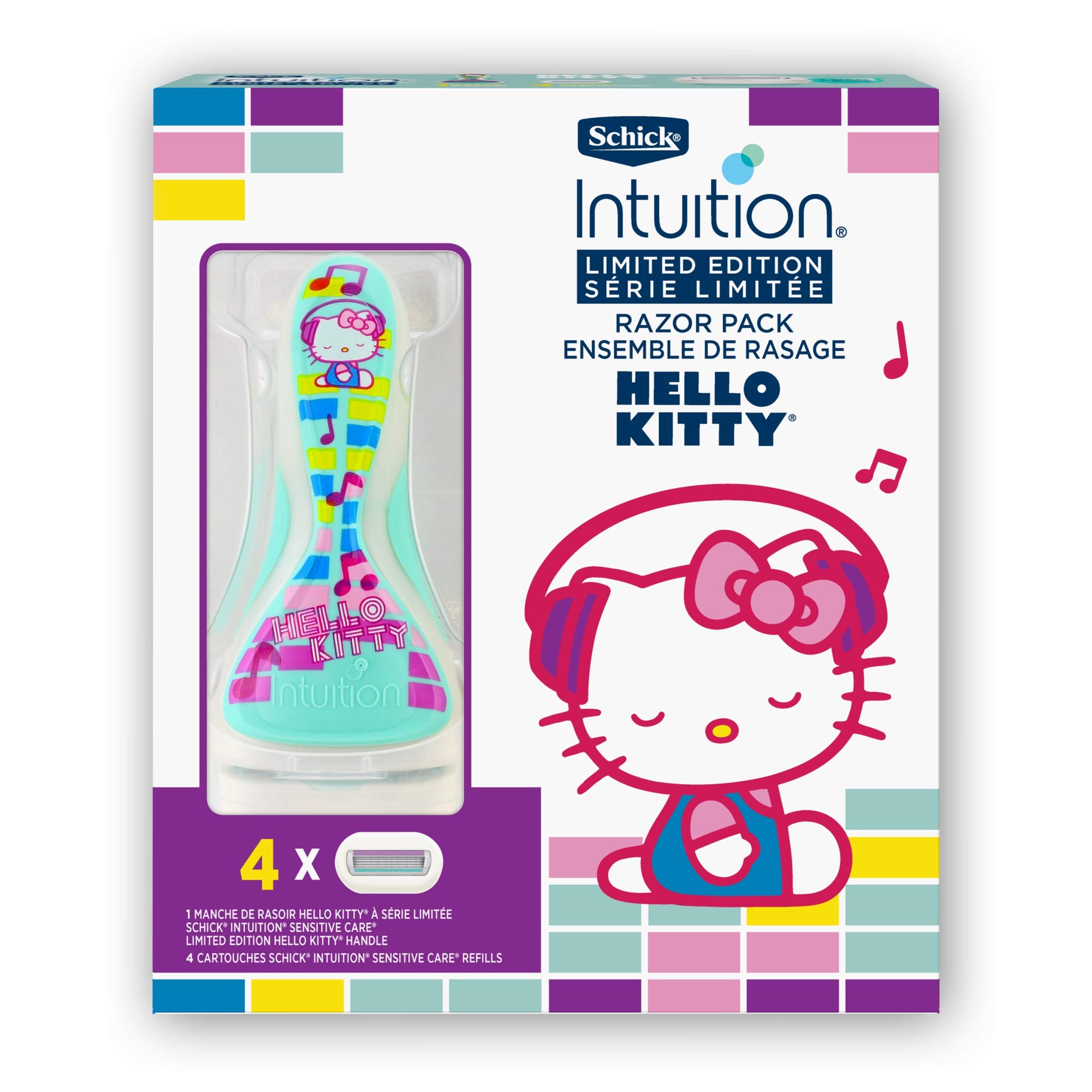 Schick Intuition Limited Edition Hello Kitty Sensitive Skin Razor for Women with 1 Razor and 4 Refills