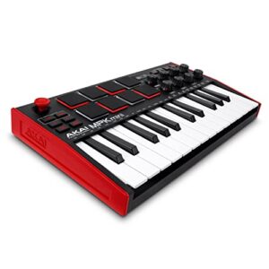 akai professional mpk mini mk3 - 25 key usb midi keyboard controller with 8 backlit drum pads, 8 knobs and music production software included