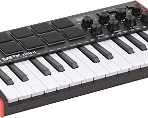 AKAI Professional MPK Mini MK3 - 25 Key USB MIDI Keyboard Controller With 8 Backlit Drum Pads, 8 Knobs and Music Production Software Included