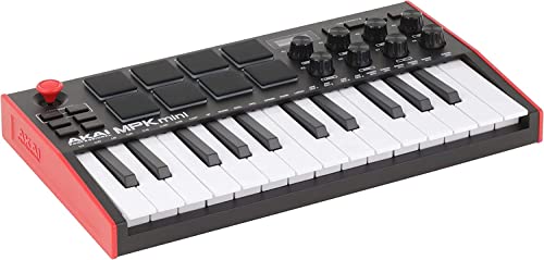 AKAI Professional MPK Mini MK3 - 25 Key USB MIDI Keyboard Controller With 8 Backlit Drum Pads, 8 Knobs and Music Production Software Included