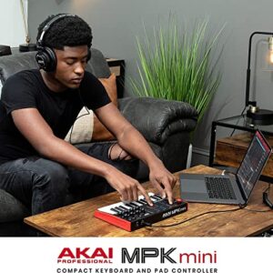 AKAI Professional MPK Mini MK3 - 25 Key USB MIDI Keyboard Controller With 8 Backlit Drum Pads, 8 Knobs and Music Production Software Included