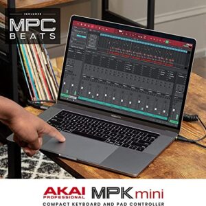 AKAI Professional MPK Mini MK3 - 25 Key USB MIDI Keyboard Controller With 8 Backlit Drum Pads, 8 Knobs and Music Production Software Included