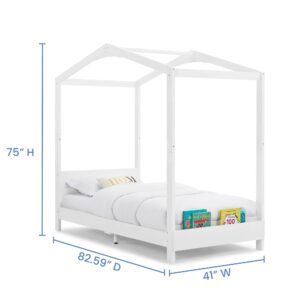 Delta Children Poppy House Wood Twin Bed, Platform Bed - No Box Spring Needed, Bianca White