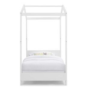 Delta Children Poppy House Wood Twin Bed, Platform Bed - No Box Spring Needed, Bianca White