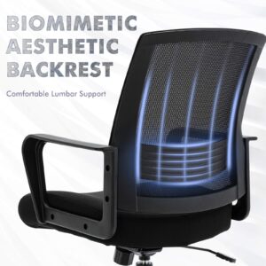 Adjustable Swivel Home Office Desk Chair with Armrest, Ergonomics Computer Mesh Chair for Livingroom, Game Chair (Mesh)