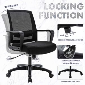 Adjustable Swivel Home Office Desk Chair with Armrest, Ergonomics Computer Mesh Chair for Livingroom, Game Chair (Mesh)