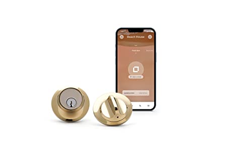 Level Home Inc. Level Lock Smart Lock Touch Edition - Smart Deadbolt for Keyless Entry Using Touch, Key Card or Smartphone, Bluetooth Lock, Compatible with Apple HomeKit, Polished Brass