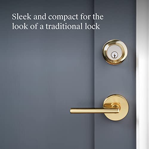 Level Home Inc. Level Lock Smart Lock Touch Edition - Smart Deadbolt for Keyless Entry Using Touch, Key Card or Smartphone, Bluetooth Lock, Compatible with Apple HomeKit, Polished Brass