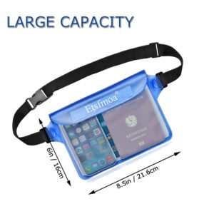 Etsfmoa 2-Pack Waterproof Pouch with Waist Strap, 3 Zipper protect phone and valuables, Waterproof Dry Bag Wallet/Best Gifts for Men Women for Boating Fishing Diving Swimming Snorkeling Kayaking