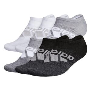 adidas women's superlite badge of sport no show socks (6-pair), black/grey/corewhite, medium