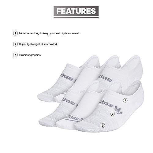 adidas Originals Women's Superlite Gradient Forum Logo Super No Show Socks (6-Pair), White/Grey, Medium