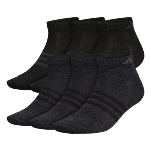 adidas men's superlite low cut socks (6-pair), black/night grey, large