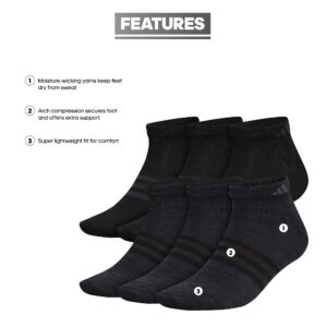 adidas Men's Superlite Low Cut Socks (6-Pair), Black/Night Grey, Large