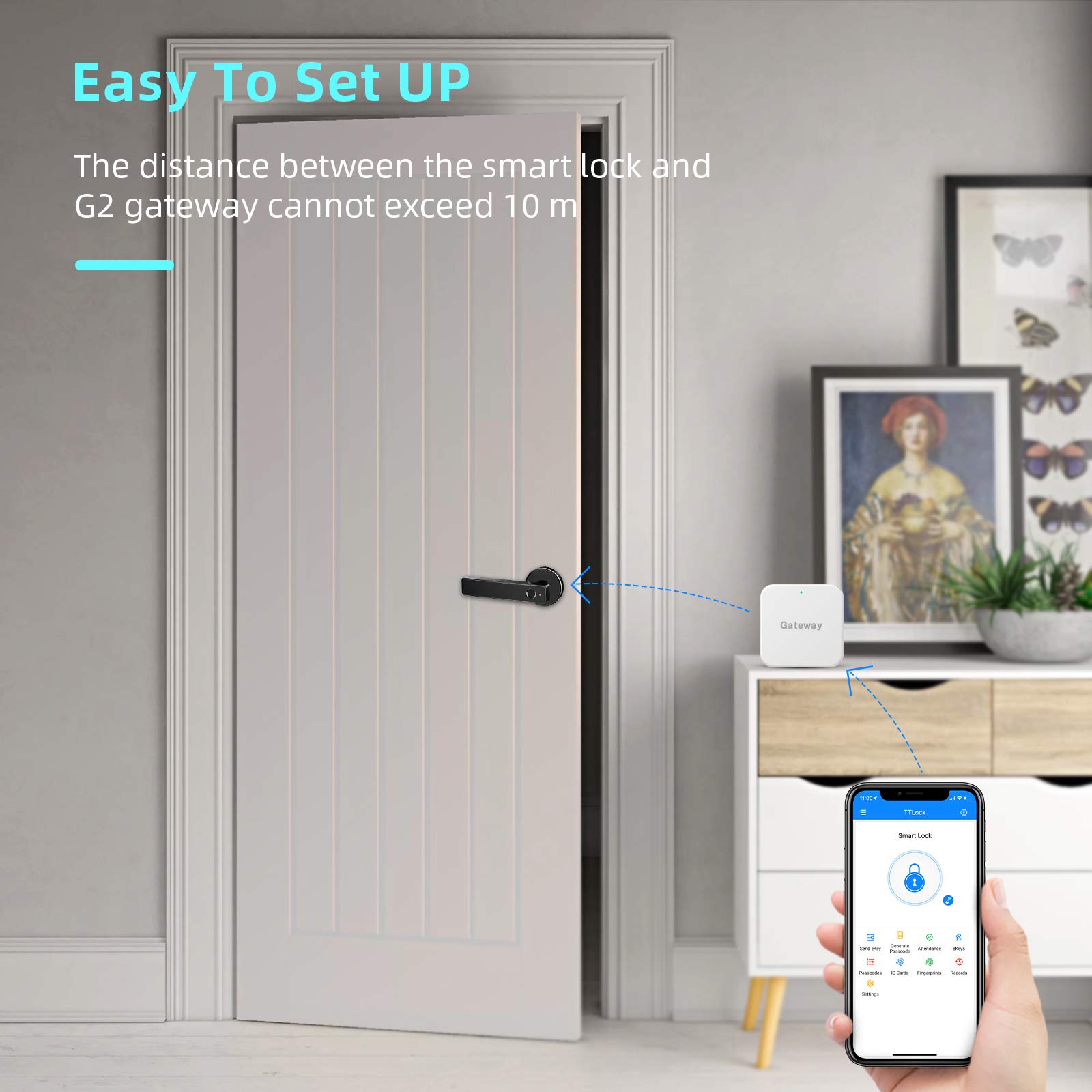 G2 Gateway, Wi-Fi Gateway for Keyless Entry Door Lock, Remote Control Smart Door Lock, G2 WiFi Bridge, TT Lock Gateway, Smart Home Hub Compatible with Alexa by Tiffane…