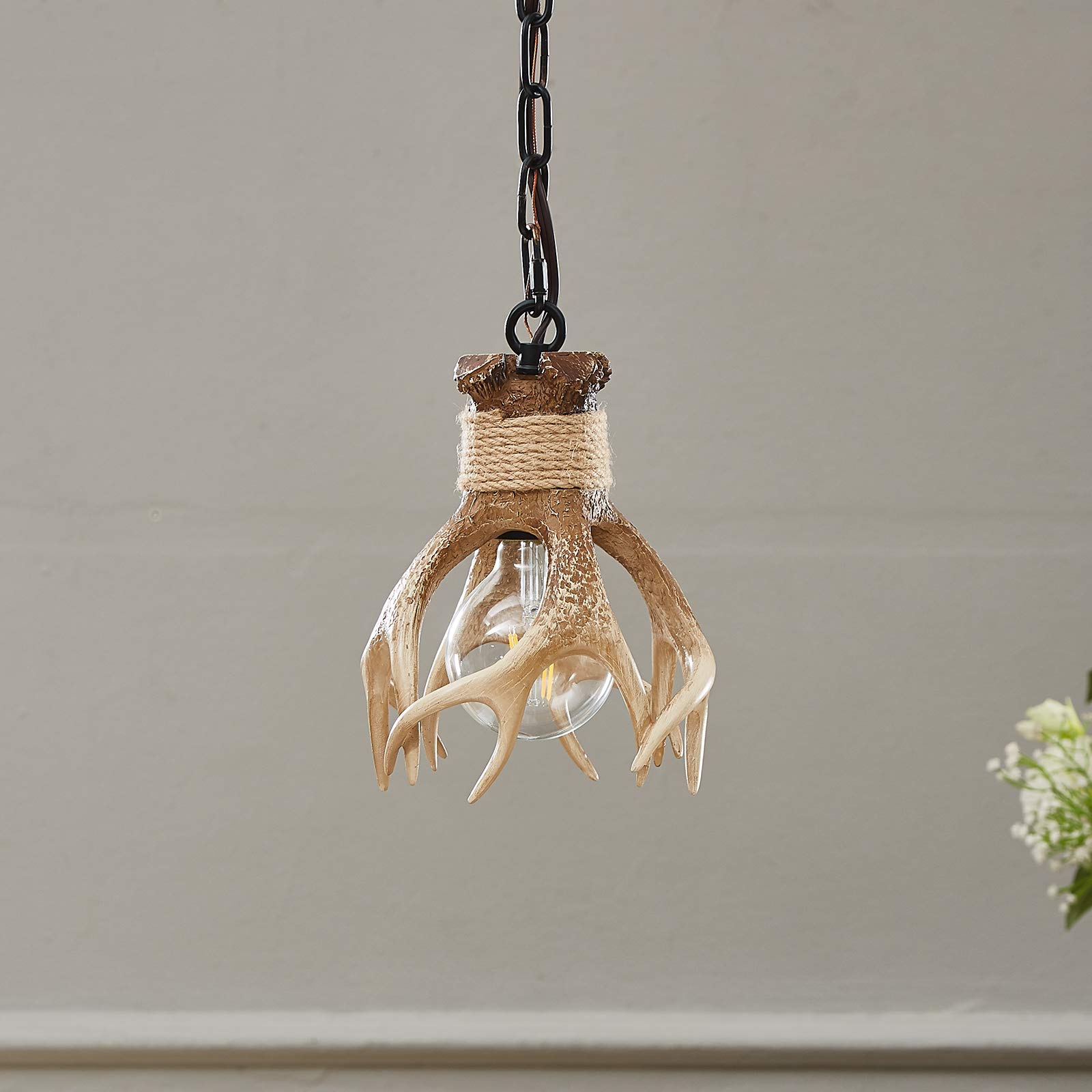 NEARLED BOOU Mini Antler Pendant Light Farmhouse Pendant Hanging Light Fixture for Kitchen Island Dining Room Sink Bathroom Restaurant Light Small Antler Hanging Lights