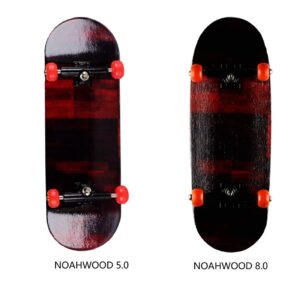 NOAHWOOD Fingerboard Complete (NW8.0 360flip Deck) + NW 2.0 PRO 34mm King Trucks + Fingerbird 2.0 No Logo Spherical Wheels (100x34mm Bomboo Wooden) Dignified Red