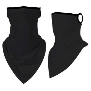 Kyerivs 2 Pieces Black and Gray Face Mask Reusable Washable Cloth Bandanas Women Men Neck Gaiter Cover Ear Loops for Dust