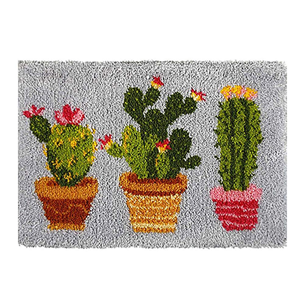 HCDMRE Tapestry Kits Latch Hook Rug Kits Carpet Embroidery Latch Hook Rug Needlework Button Package DIY Rugs Hook Rug Point Rug Cactus