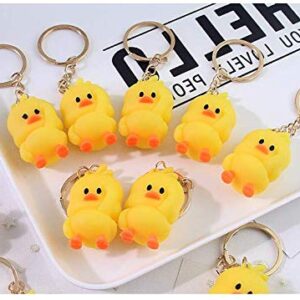 WOIWO 10 PCS Duck Accessories Dancing Yellow Doll Pendant Creative Cartoon Gift Duck Key Chain