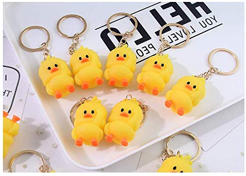 WOIWO 10 PCS Duck Accessories Dancing Yellow Doll Pendant Creative Cartoon Gift Duck Key Chain