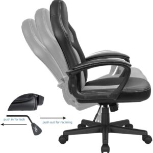 KaiMeng Office Gaming Chair High Back Leather Computer Chairs Ergonomic Height Adjustable Racing Game Desk Chair Executive Conference Task Chair (Grey)