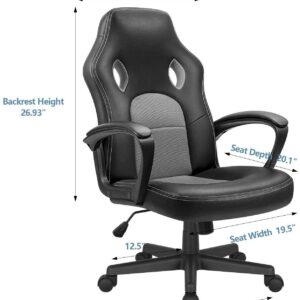 KaiMeng Office Gaming Chair High Back Leather Computer Chairs Ergonomic Height Adjustable Racing Game Desk Chair Executive Conference Task Chair (Grey)