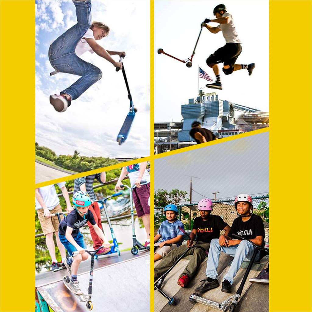 WRRAC-Trampolines Multiple Colors Freestyle Sports Kick Scooter Durable Push Scooter Lightweight Alloy Deck 360 Spin T-Bar 100kg Max Load for Kids 8 Years and up