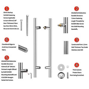 HONGYUN 36" Pull Door Handles Brushed Nickel,Solid 304 Stainless Steel Pull Push Door Handle,Fit for Glass Door Wooden Door,Modern Commercial Door Handle Apply for Sliding Barn Shower Door