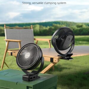 Koonie 10000mAh Clip on Fan Rechargeable, 8-Inch Battery Operated Desk Fan, USB Fan with 4 Speeds, Strong Airflow Sturdy Clamp for Golf Cart Office Desk Outdoor Travel Camping Tent Gym Treadmill,Black