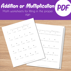 fill in the sign addition or multiplication worksheets