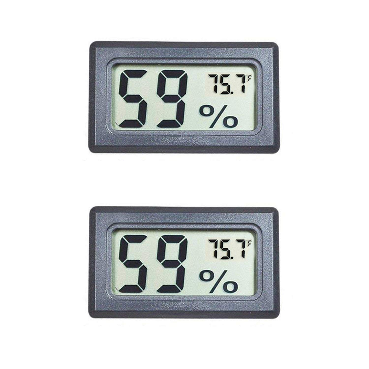 2-Pack Mini Digital Electronic Temperature Humidity Meters Gauge Indoor Thermometer Hygrometer LCD Display Fahrenheit (℉) for Humidors, Greenhouse, Garden, Cellar, Fridge, Closet