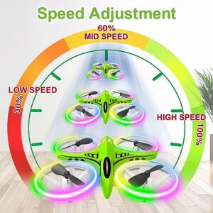 Dwi Dowellin Mini Drone for Kids Crash Proof LED Night Lights One Key Take Off Landing Flips RC Remote Control Small Flying Toys Drones for Beginners Boys and Girls Adults Nano Quadcopter, Green