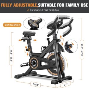 VIGBODY Stationary Exercise Bike Indoor Cycling Bike for Cardio Workout, with Comfortable Seat Cushion, LCD Monitor for Home Training Bike