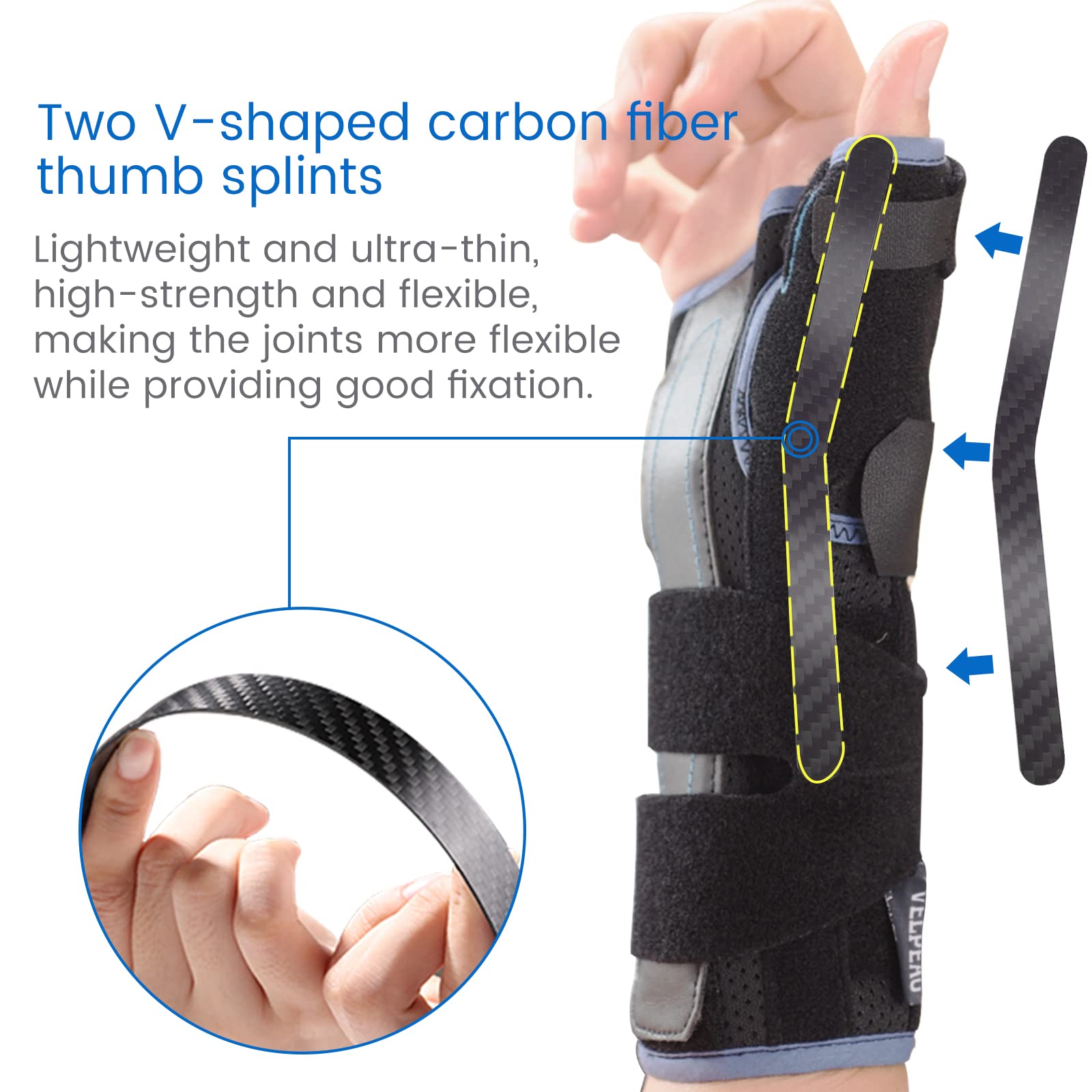 Velpeau Wrist Brace Thumb Spica Splint Support for De Quervain's Tenosynovitis, Carpal Tunnel Syndrome, Stabilizer for Arthritis, Tendonitis, Sprains, Sports Injuries Pain Relief (Left Hand-M)