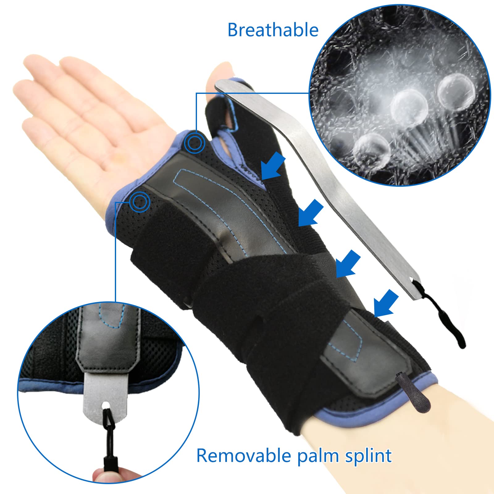 Velpeau Wrist Brace Thumb Spica Splint Support for De Quervain's Tenosynovitis, Carpal Tunnel Syndrome, Stabilizer for Arthritis, Tendonitis, Sprains, Sports Injuries Pain Relief (Left Hand-M)