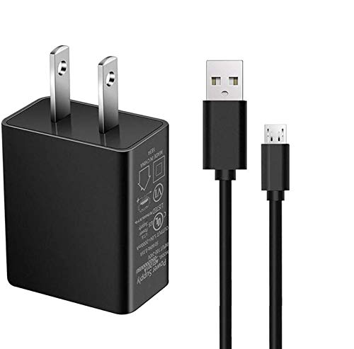 Micro Wall Charger Compatible with Samsung Galaxy Tab A 10.1 (2016), 8.0, 7.0, 9.7, Tab E, S2, Tab 4, 3, SM-T580/ 550/530/ 387/585/ 290/295 Tablet with 5Ft Charging Cable Cord (Black)