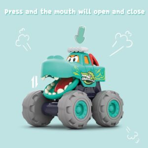 Woby Monster Truck Car Toys for 12-18 Months Baby,1-2 Birthday Gifts Toys,3 Pack of Friction Powered Pull Back Animal Cars Vehicles